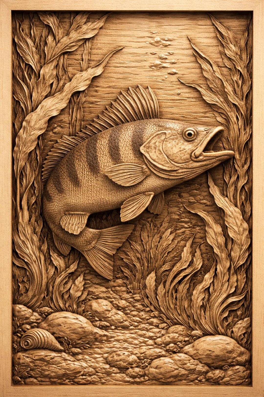 Zander Walleye Fish Relief STL – CNC Carving, 3D Printing Wall Art ...