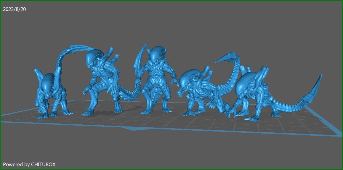 5 X Xenomorph Squad 28mm OR 32mm Scale Miniature Alien Giger 4K HD ...