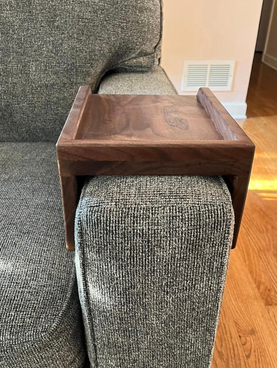 Custom Handmade Walnut Arm Tray Table Sofa Table Armrest Table Armrest ...