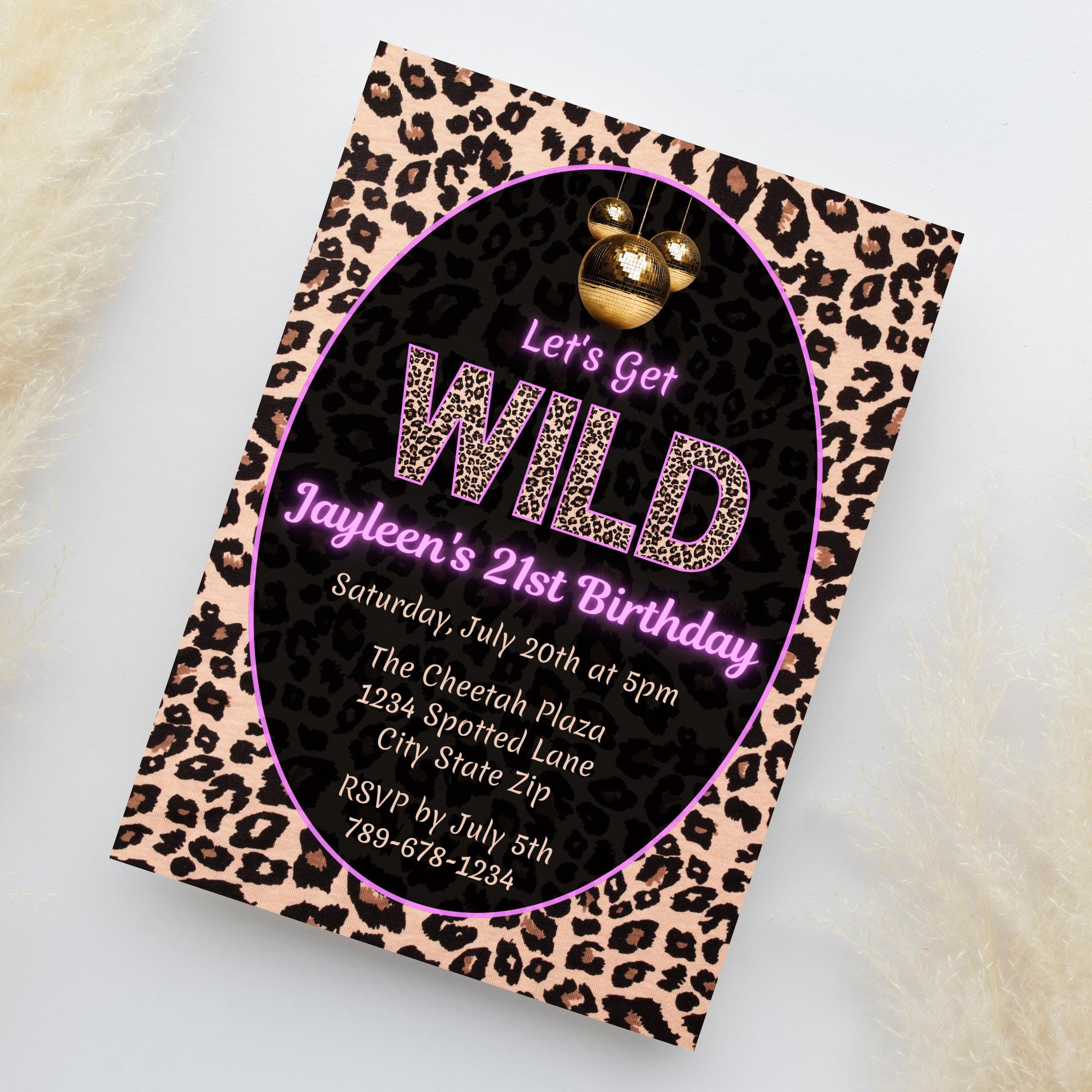Cheetah Print Birthday Invitation | Let's Get Wild Invite | 21st ...
