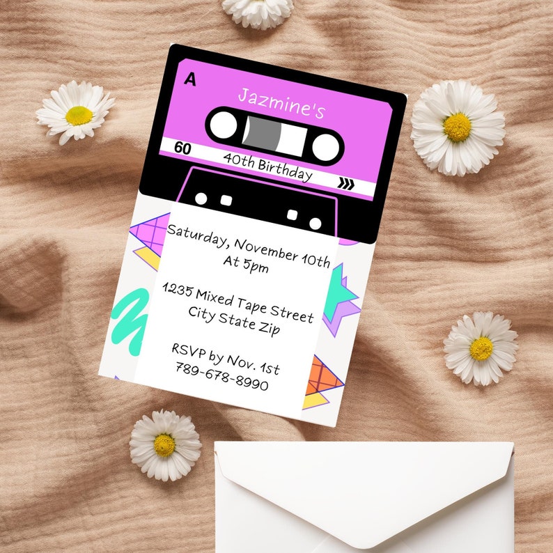 80s Cassette Tape Birthday Invitation: Retro Party Flyer (digital Canva ...