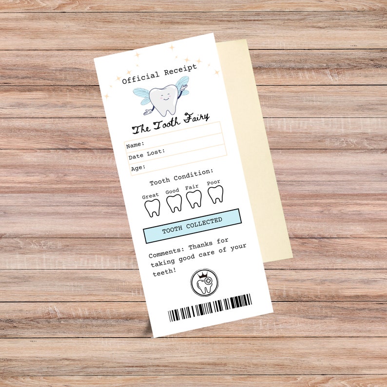 Tooth Fairy Receipt and Letter First Lost Tooth Certificate - Etsy