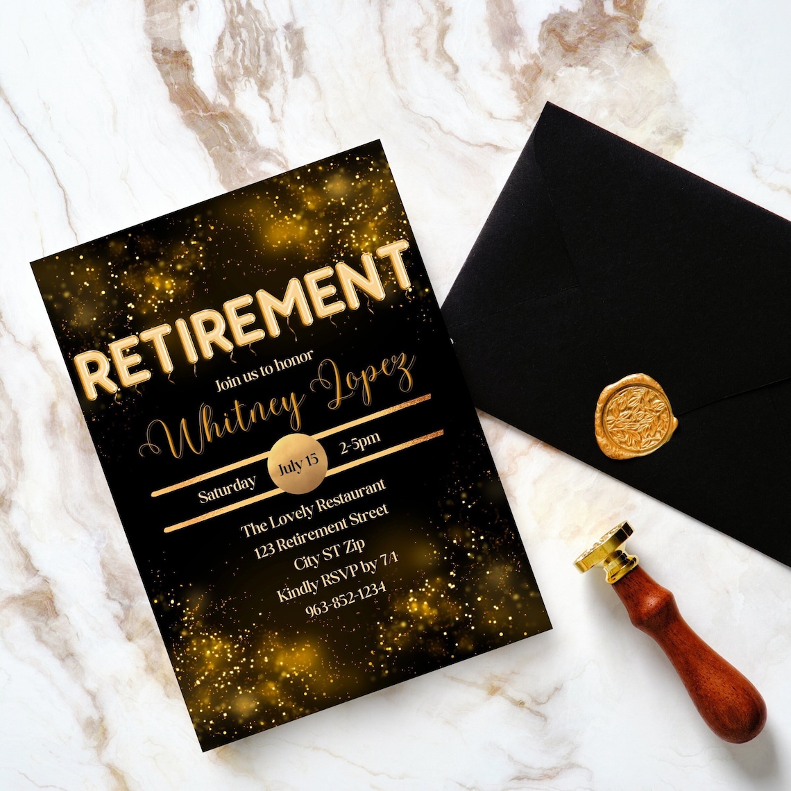 Retirement Party Invitation | Retirement Invitation | Elegant Black and ...