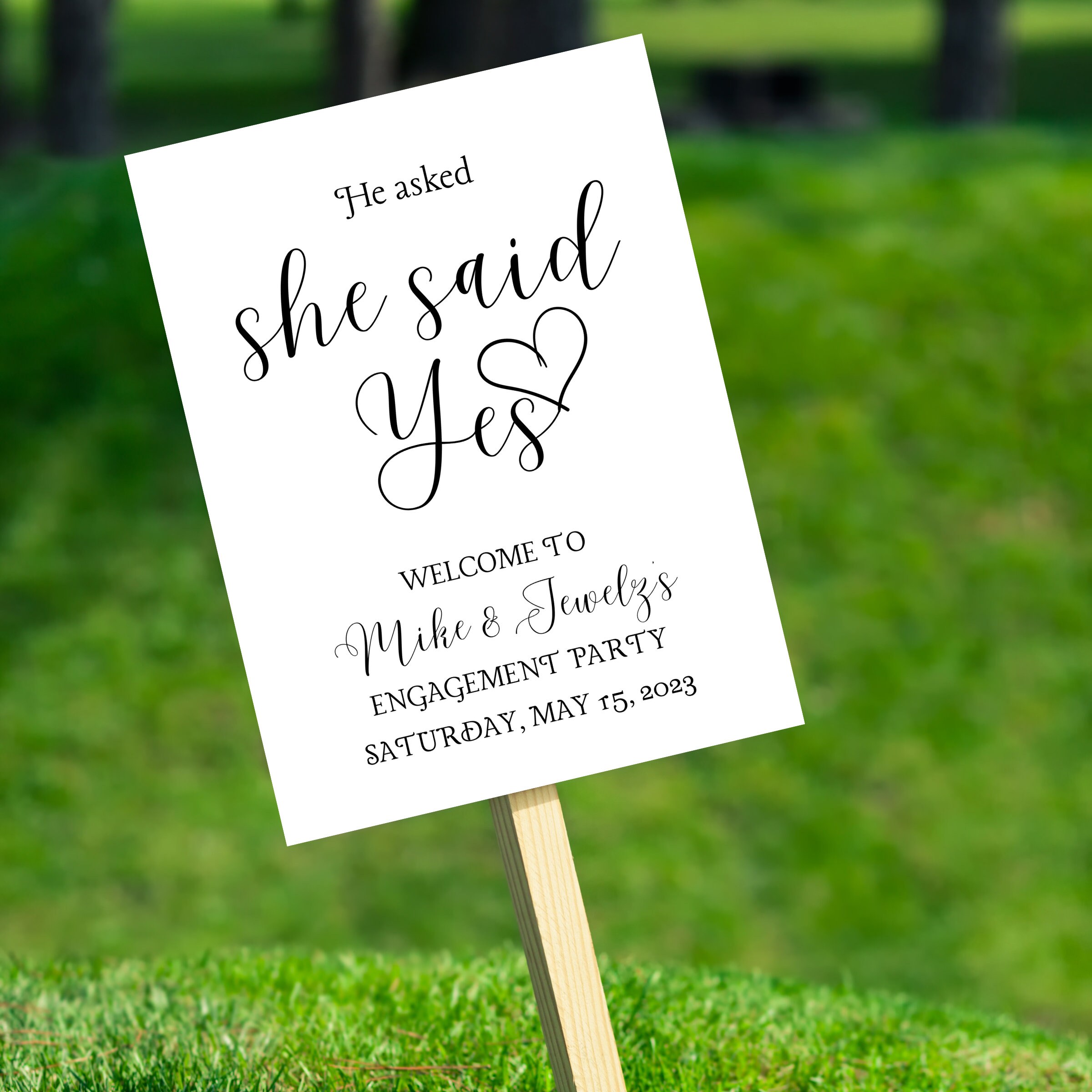 Engagement Party Welcome Sign He Asked She Said Yes Wedding Printable ...