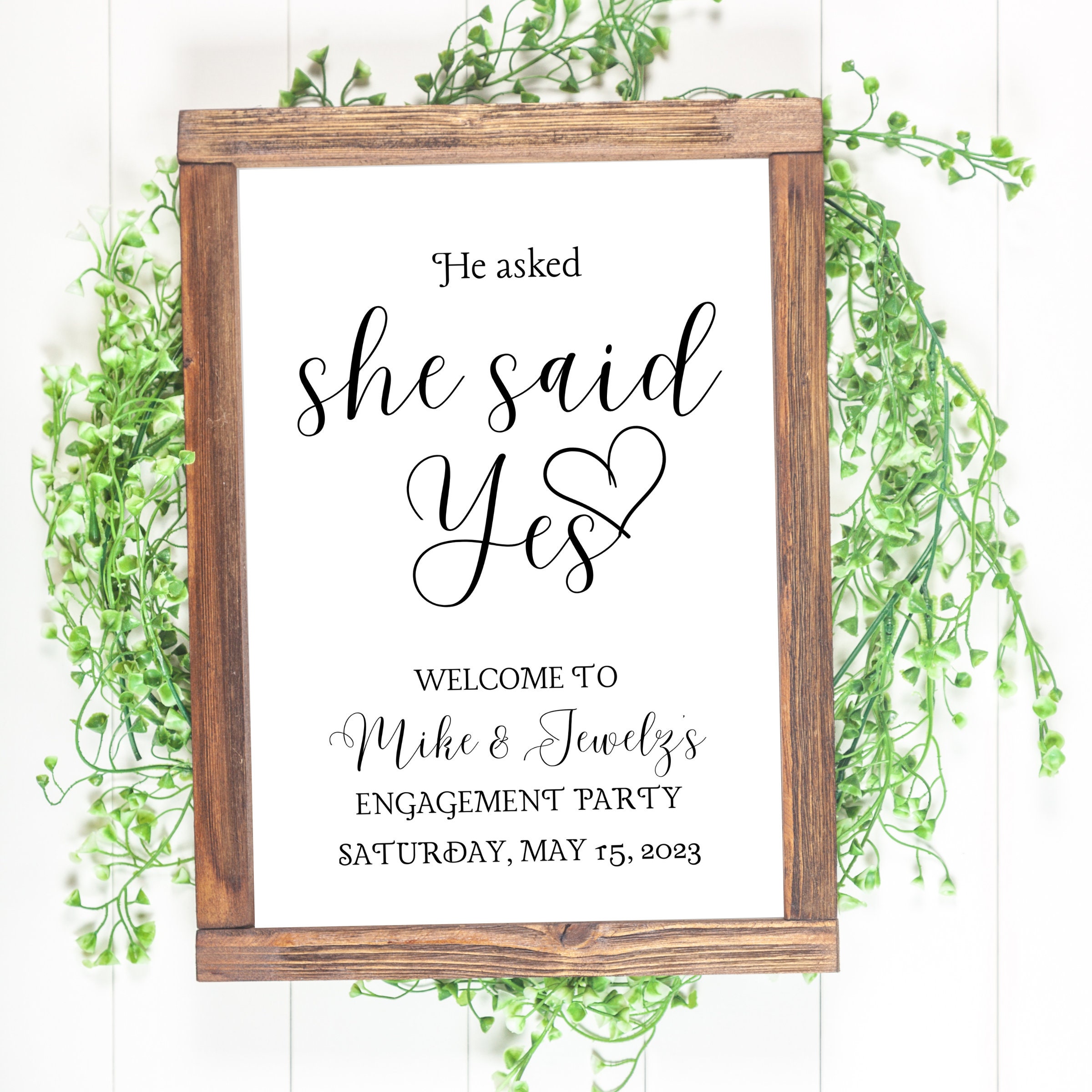 Engagement Party Welcome Sign He Asked She Said Yes Wedding Printable ...