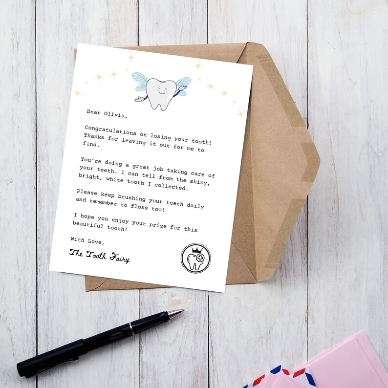 Tooth Fairy Receipt and Letter First Lost Tooth Certificate - Etsy