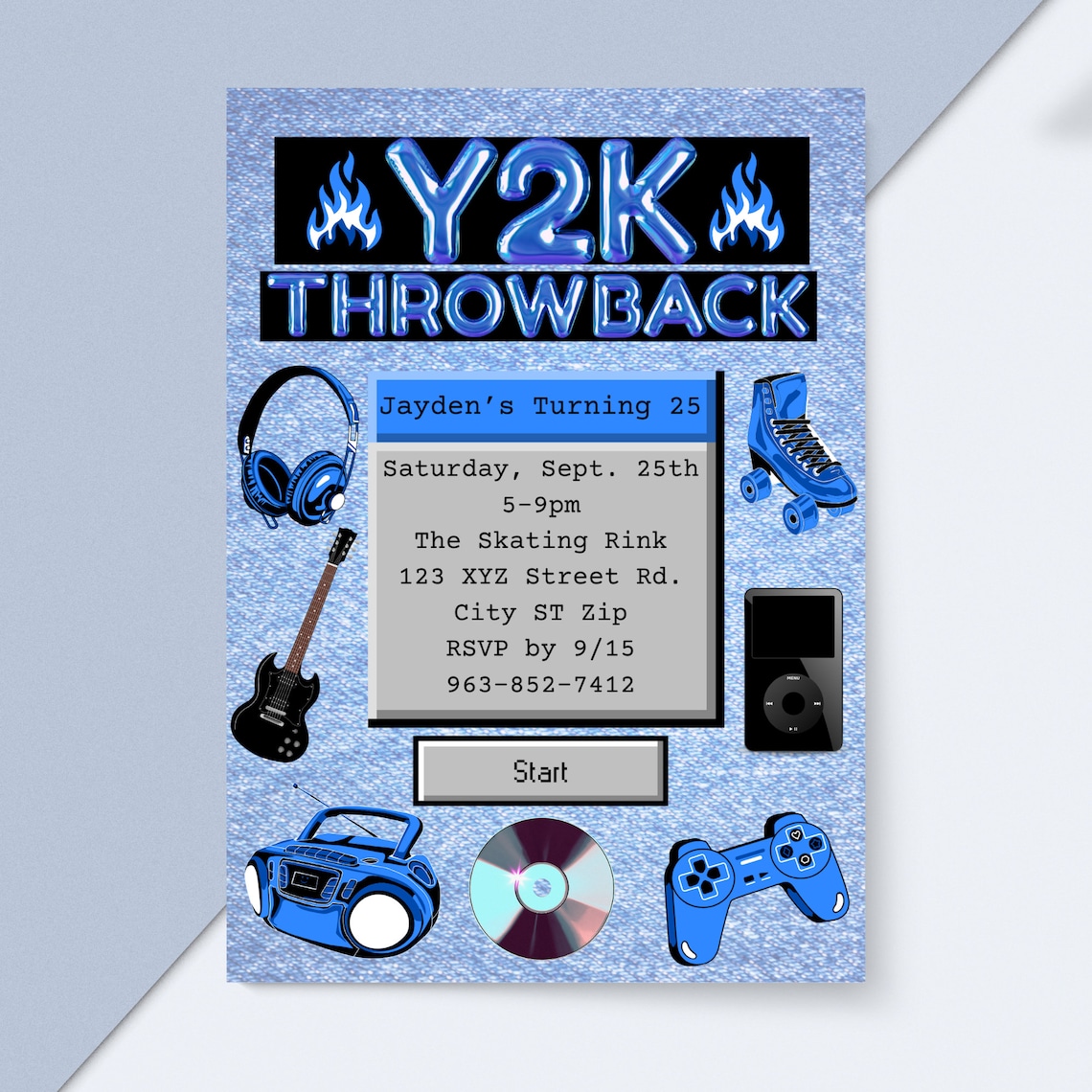 2000s Party Invitation for Him | Y2K Party Digital Invite | 2000 Theme ...