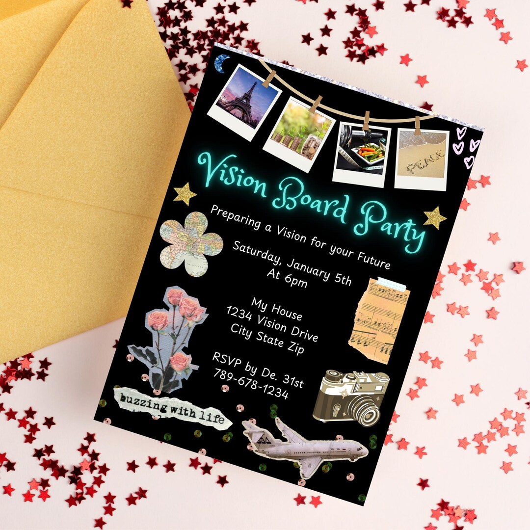 Vision Board Party Invite: Dream Board Template (digital Download) - Etsy