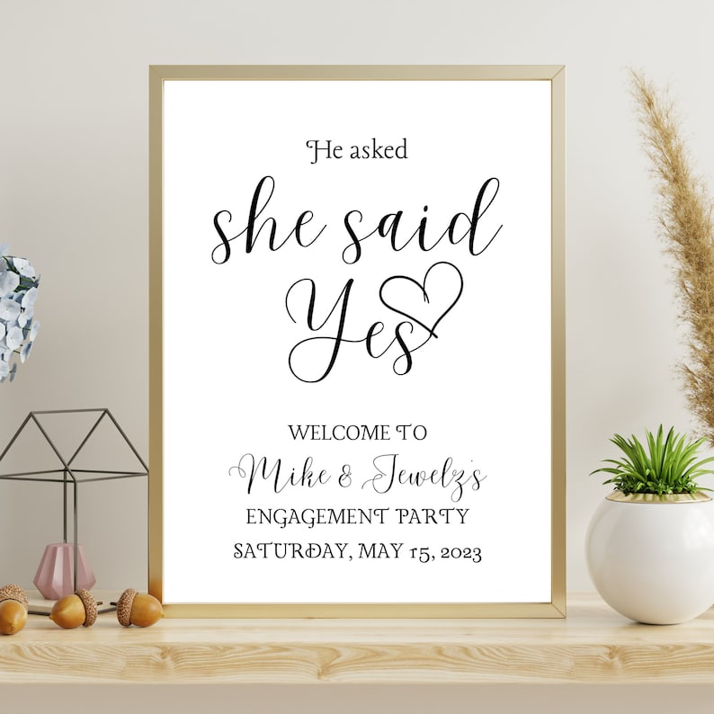 Engagement Sign She Said Yes Engagement Printable - Etsy