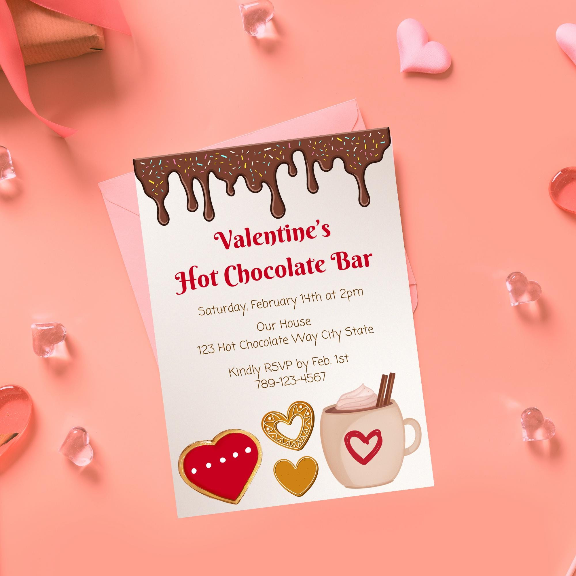 Valentine Hot Chocolate Bar Invitation Template, Editable Canva Hot ...