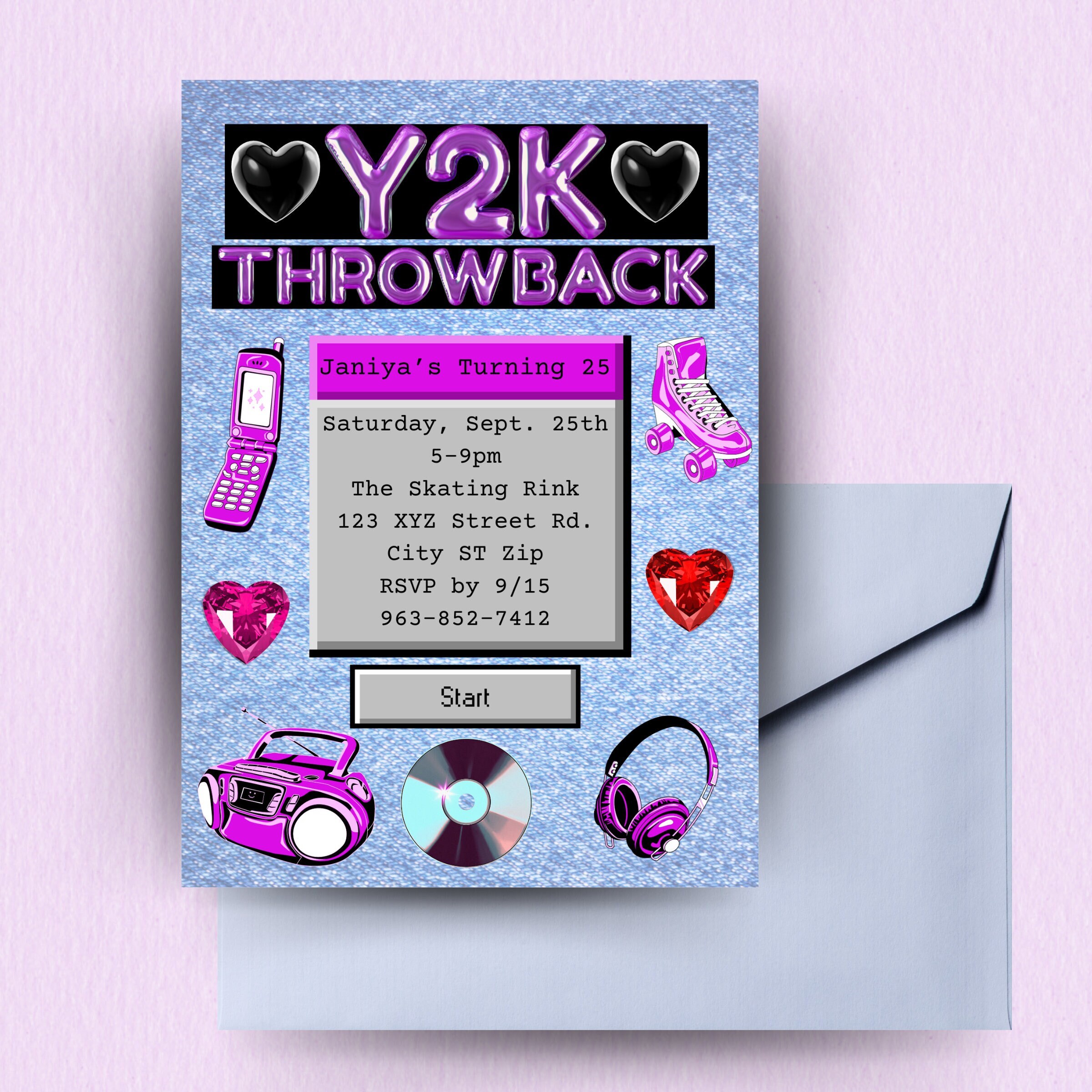 Y2K Invitation | 2000s Birthday Party Digital Invite | Retro 25th ...