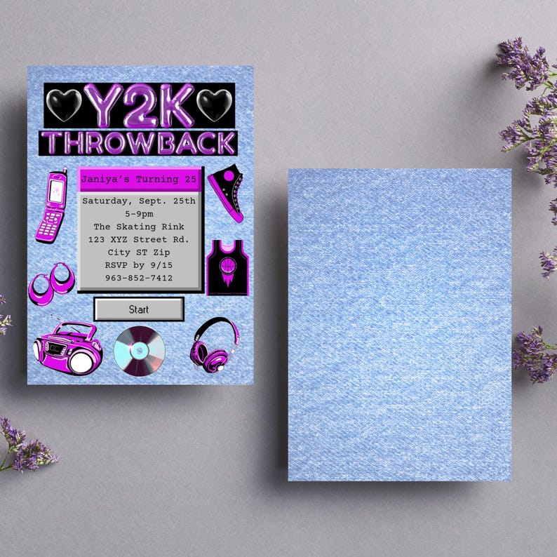 Y2K Throwback Birthday Party Invite Template | 2000s Theme Invitation | Retro 25th Birthday ...