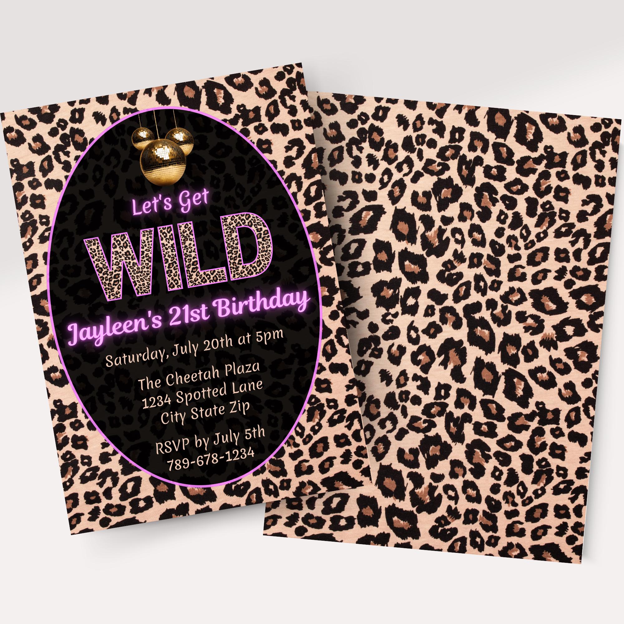 Cheetah Print Birthday Invitation | Let's Get Wild Invite | 21st ...