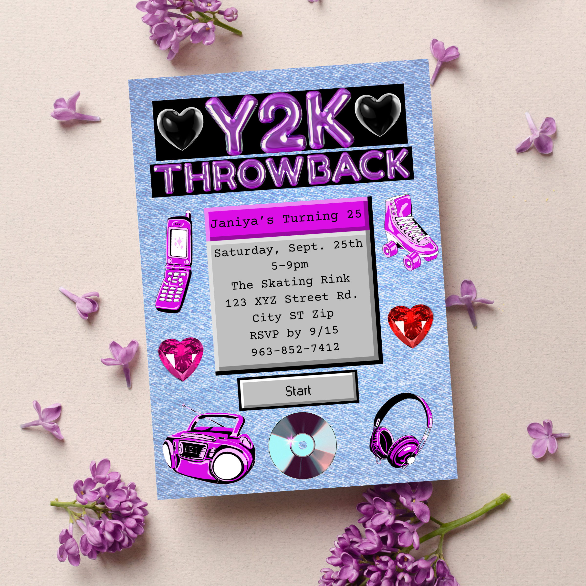 Y2K Invitation | 2000s Birthday Party Digital Invite | Retro 25th Birthday Evite | 00s Throwback ...