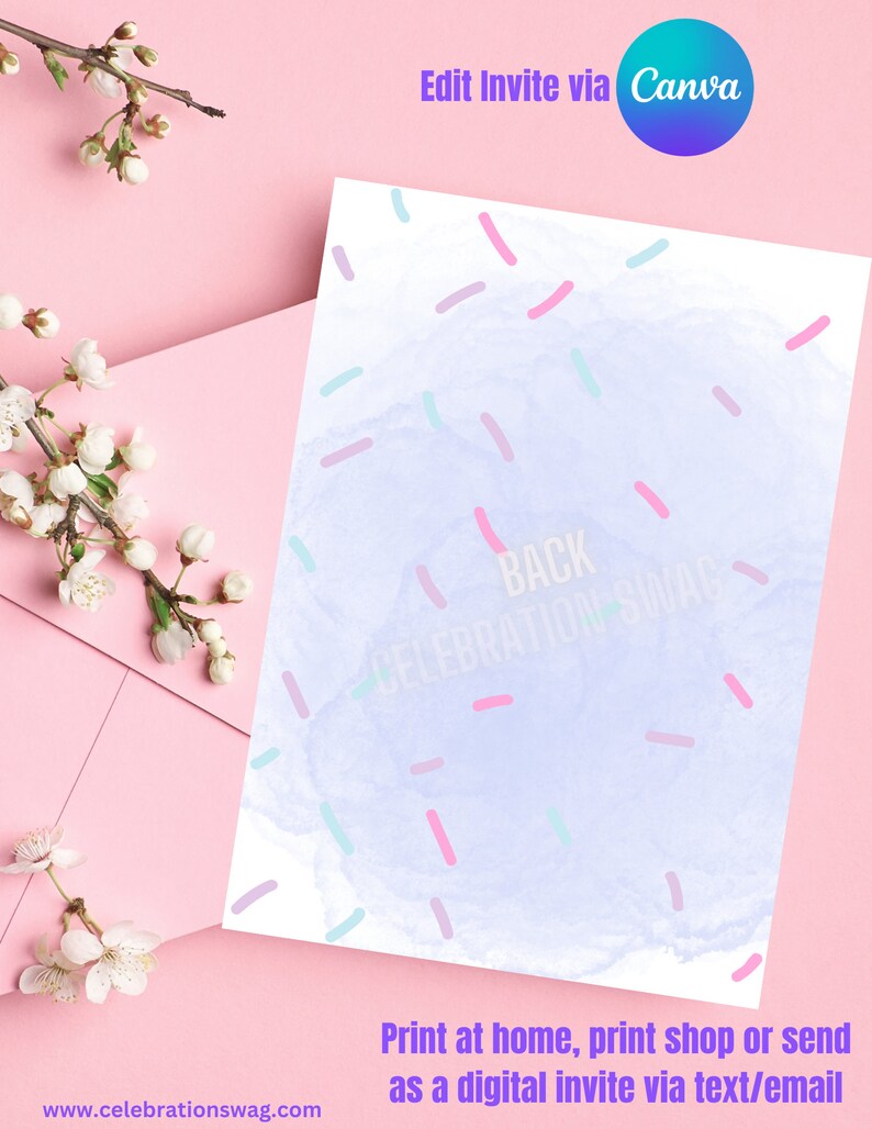 Candy Themed Birthday Party Invitation in Pastel Colors Two Sweet ...
