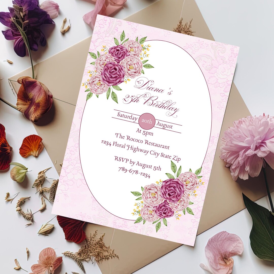 Regency Era Invitation Template, Rococo Birthday Invite, Vintage ...