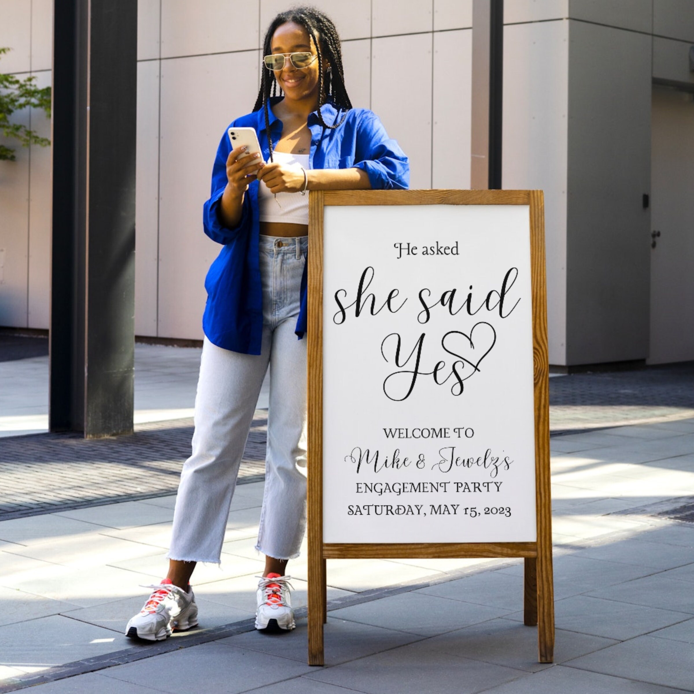 Engagement Party Welcome Sign He Asked She Said Yes Wedding Printable ...