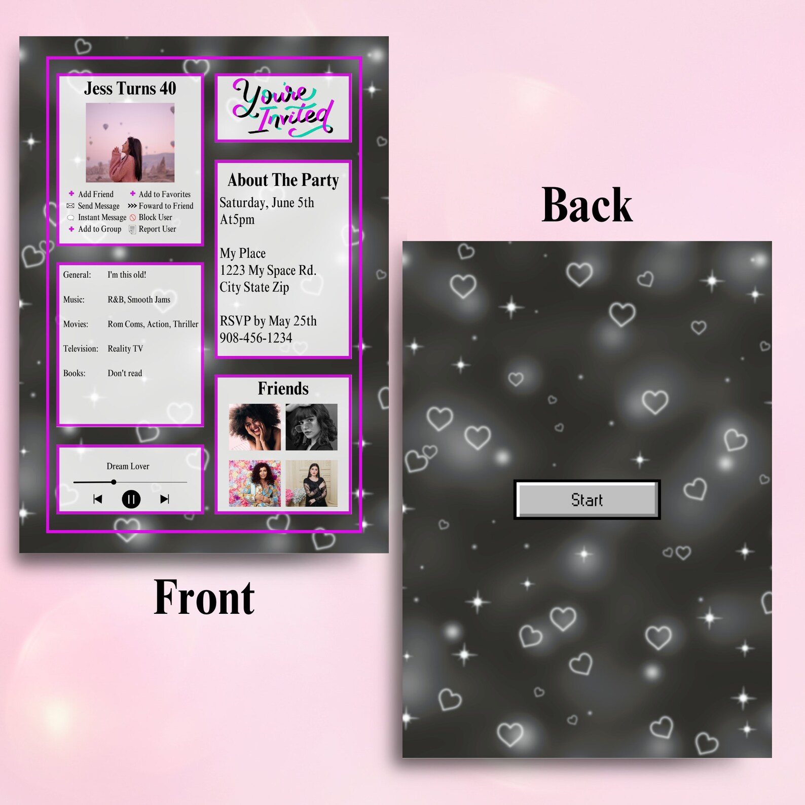 Early 2000s Invitation Template | Y2K Throwback Invite With Social ...