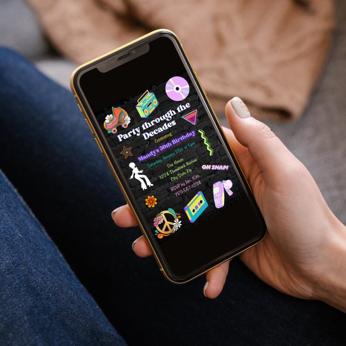 Decades Party Invitation | Retro Throwback Birthday Invite | Through ...