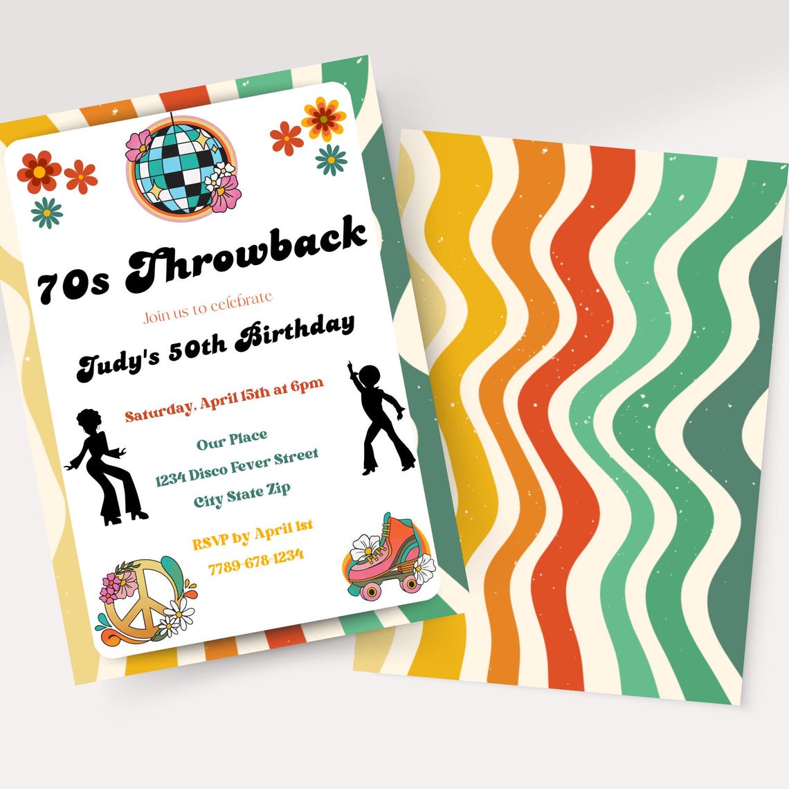 70s Birthday Party Invitation | Retro Decades Invite | 70s Disco Invite ...