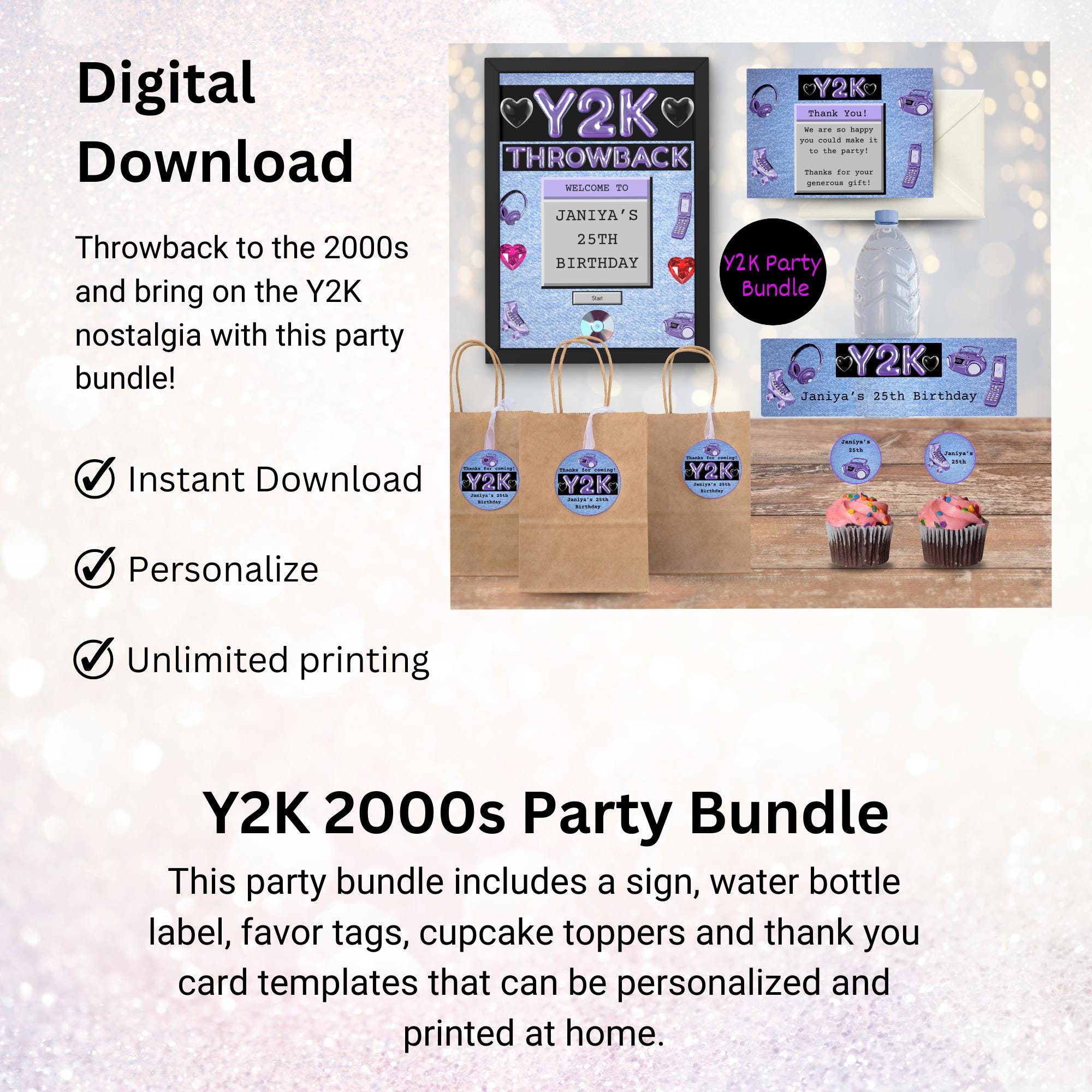 2000s Party Decorations | Y2K Birthday Cupcake Toppers | 2000s Water ...