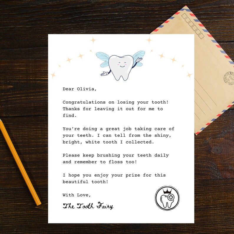 Tooth Fairy Letter Printable | Tooth Fairy Recipt | First Lost Tooth ...