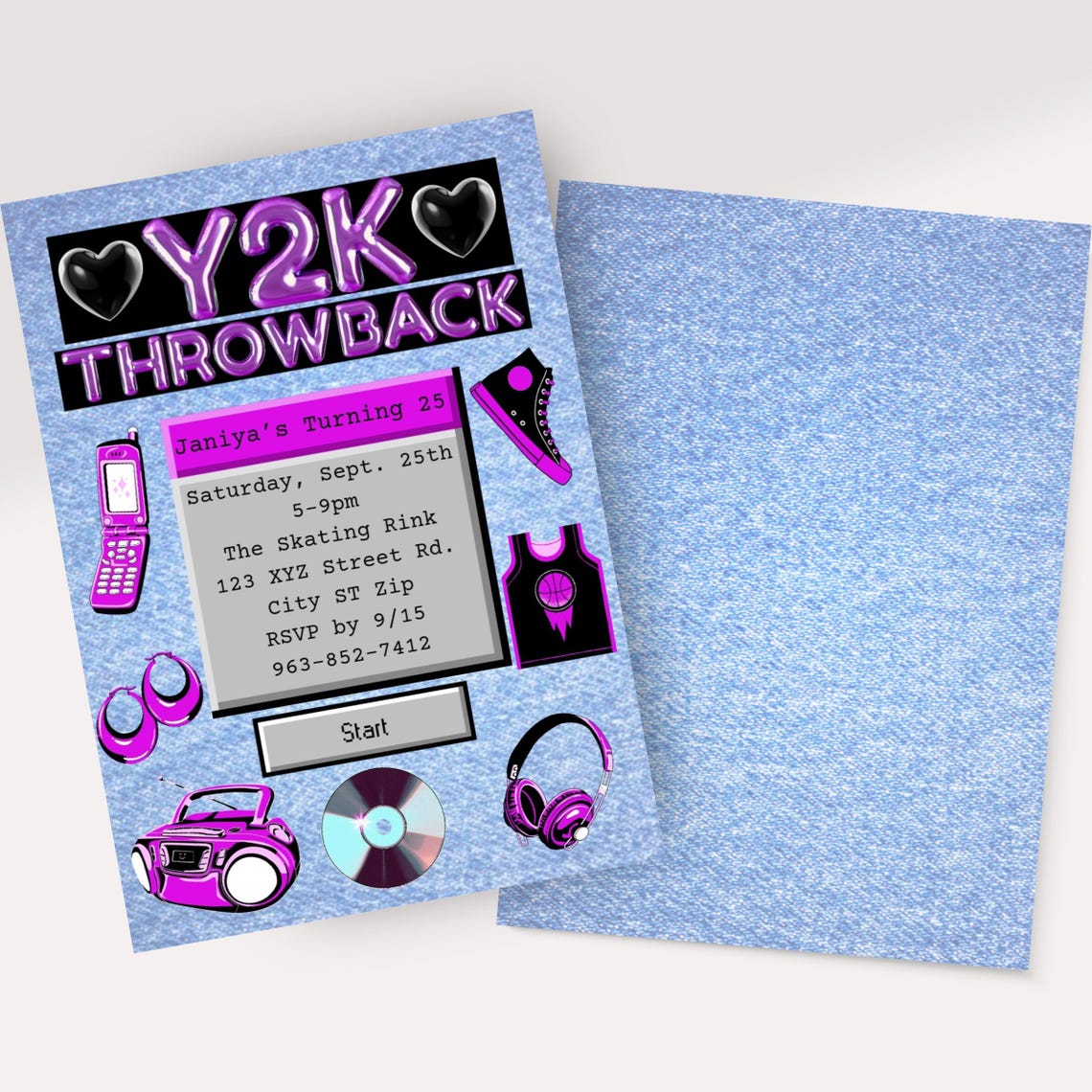 Y2K Throwback Birthday Party Invite Template | 2000s Theme Invitation ...