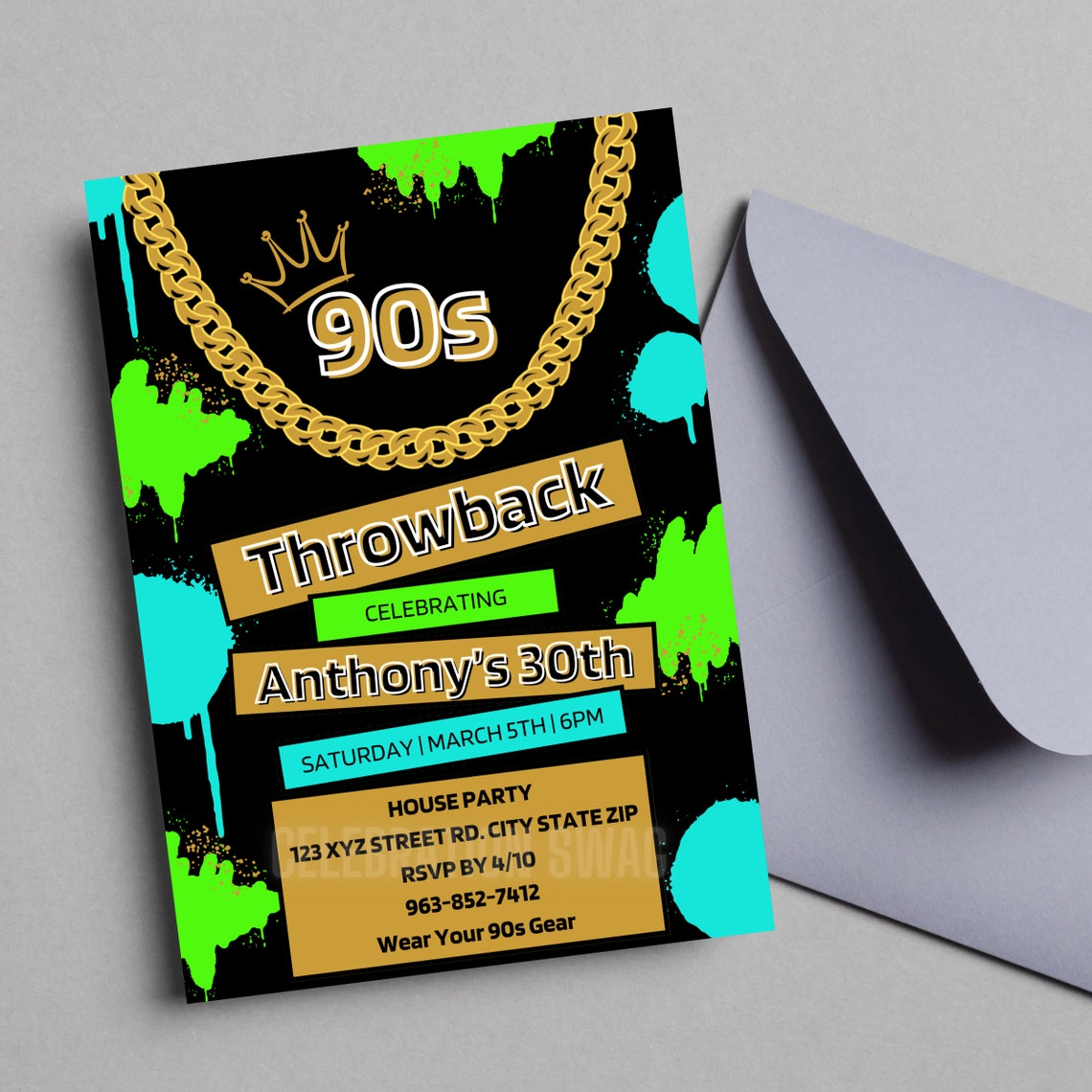 90s Party Invitation | Old School Hip Hop Invite | 30th Birthday ...