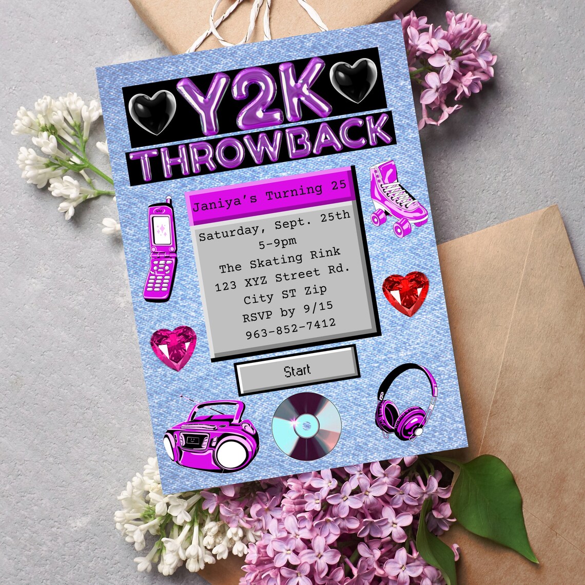 Y2K Invitation | 2000s Birthday Party Digital Invite | Retro 25th ...