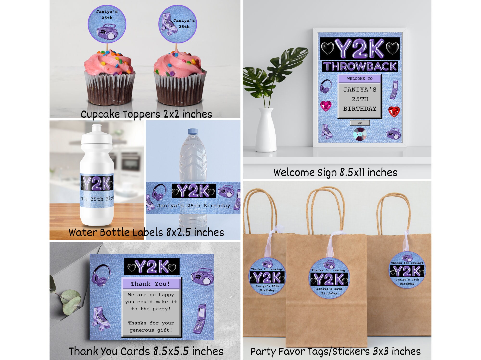2000s Party Decorations | Y2K Birthday Cupcake Toppers | 2000s Water ...