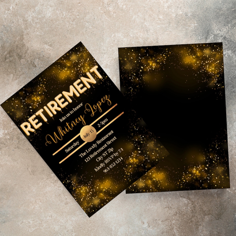 Retirement Party Invitation | Retirement Invitation | Elegant Black and ...