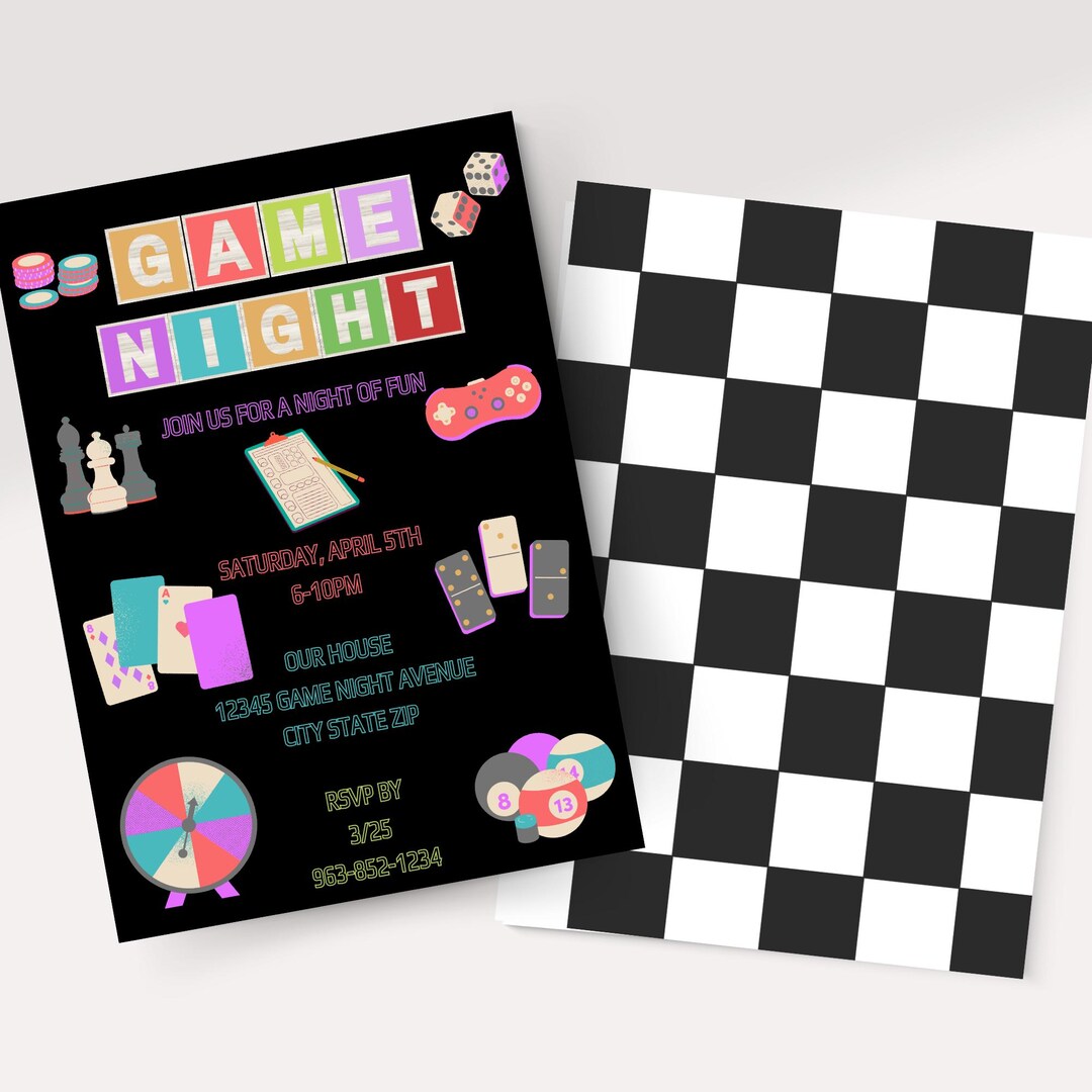 Retro Game Night Invitation: Editable Canva Template (digital Download ...