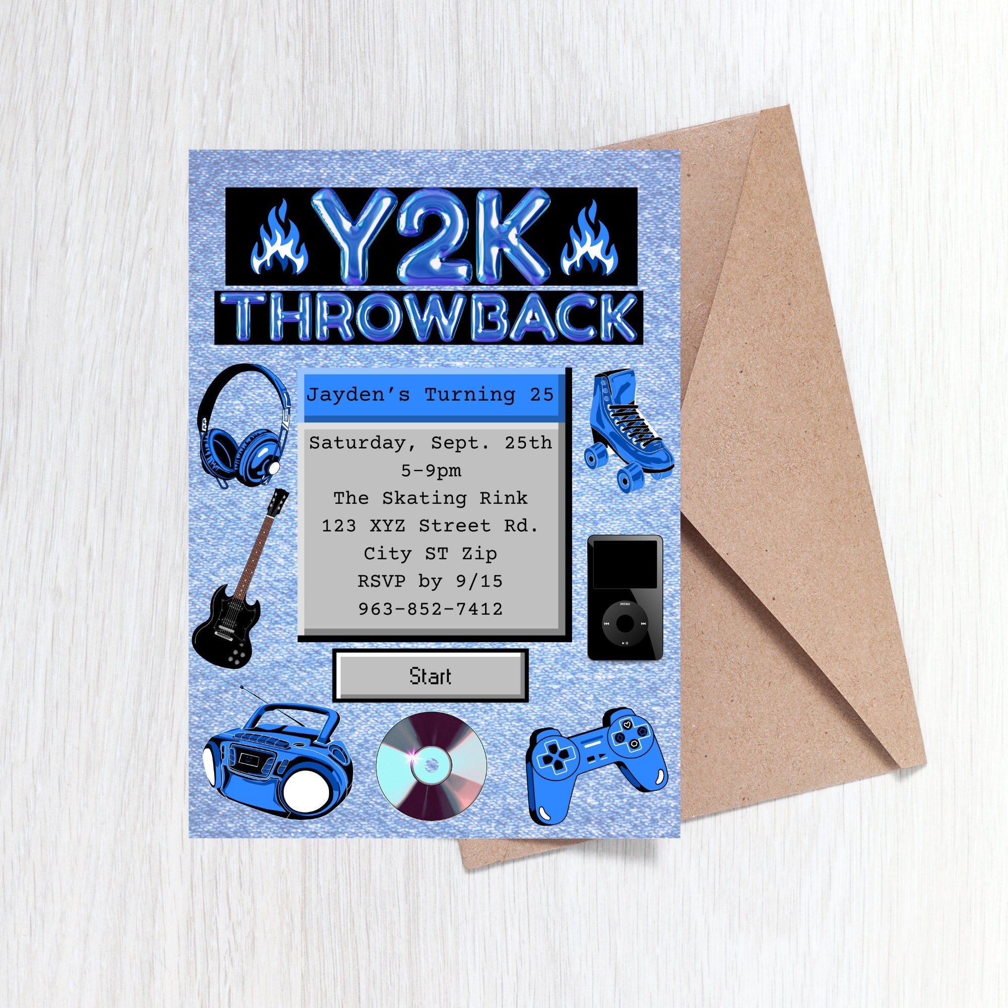 2000s Party Invitation for Him | Y2K Party Digital Invite | 2000 Theme ...