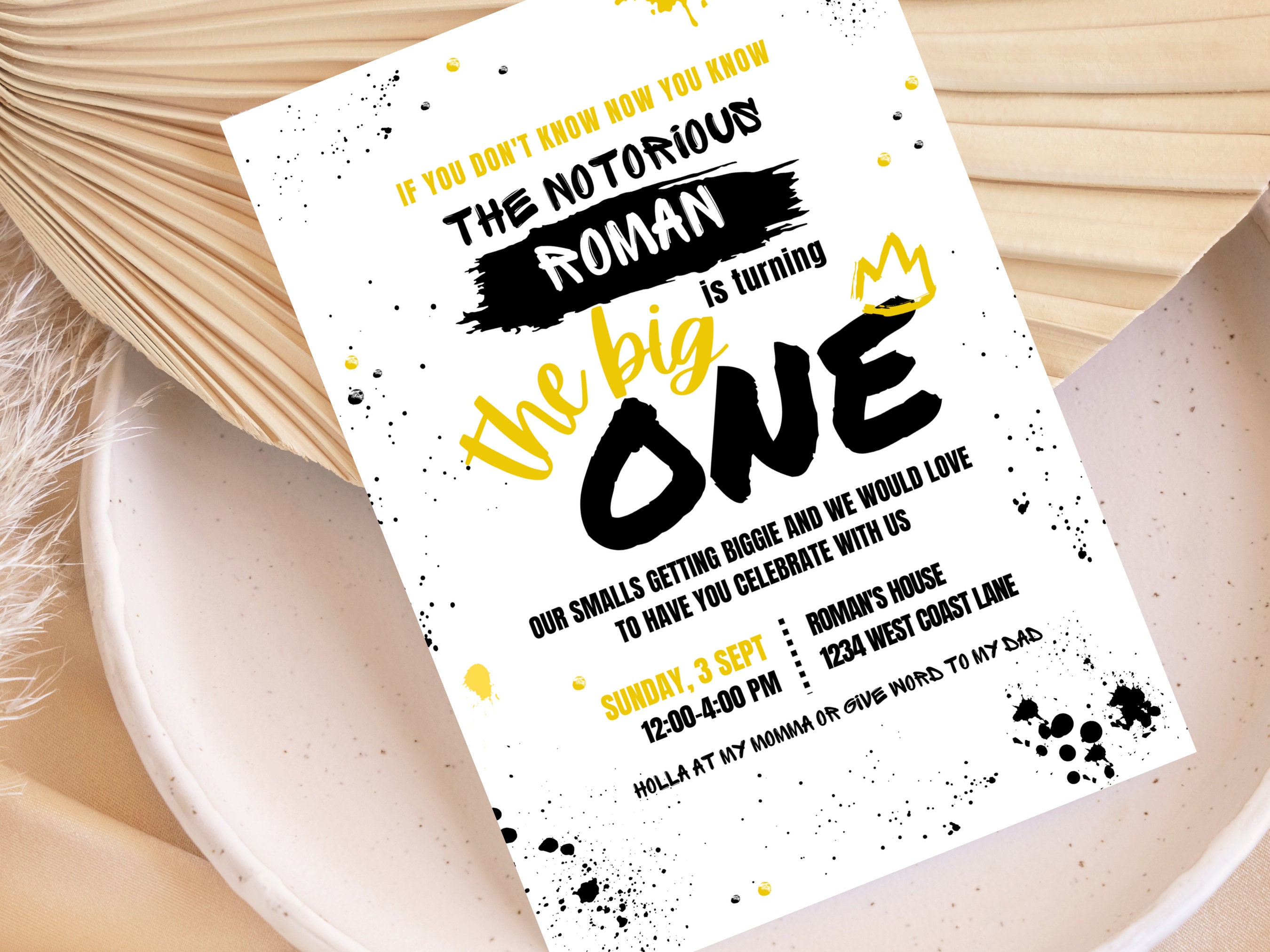 90s Hip Hop Graffiti Birthday Invitation Notorious One Party DIY ...