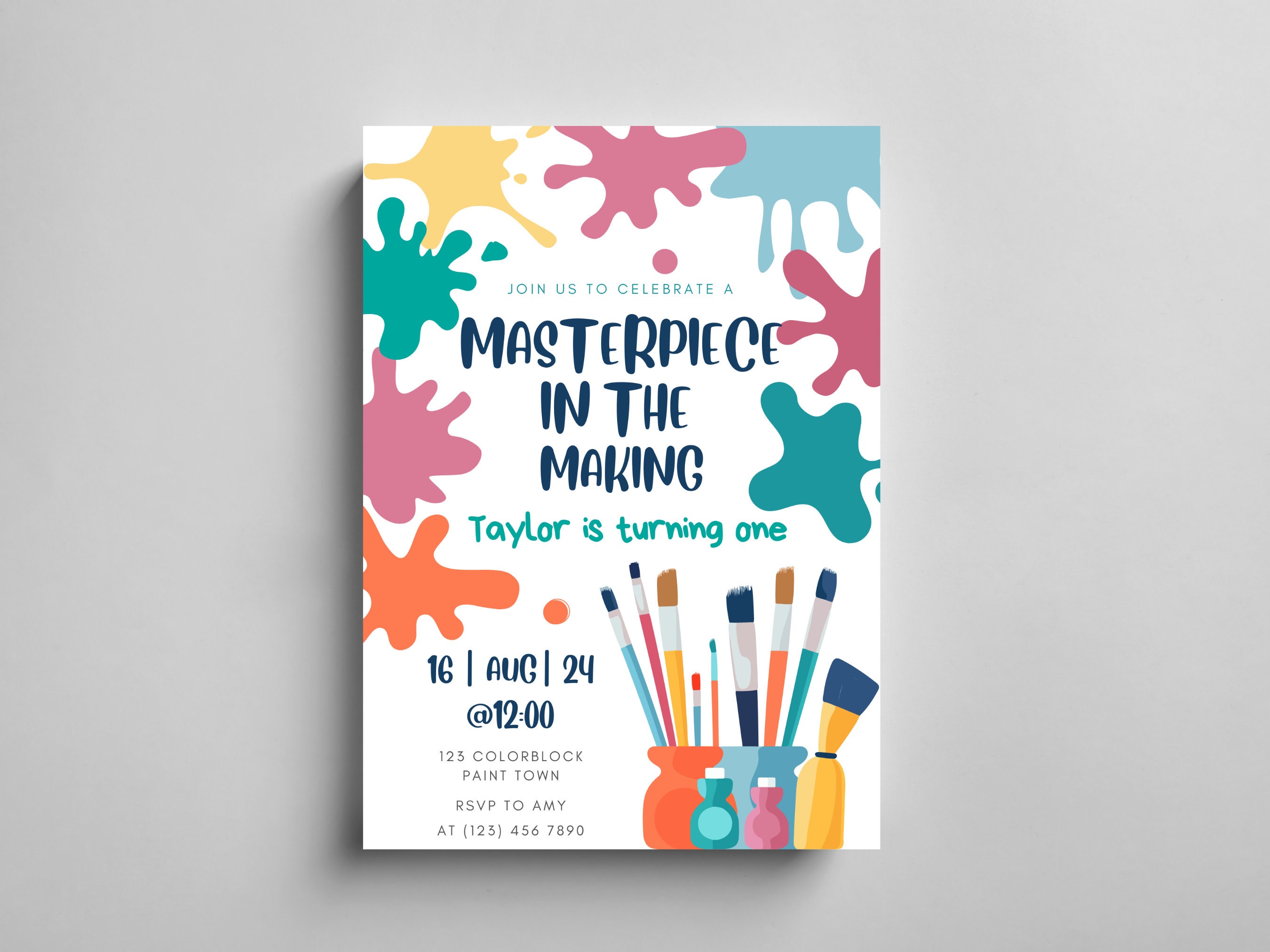 Little Artist Birthday Invitation, Masterpiece Birthday Party, Arty ...