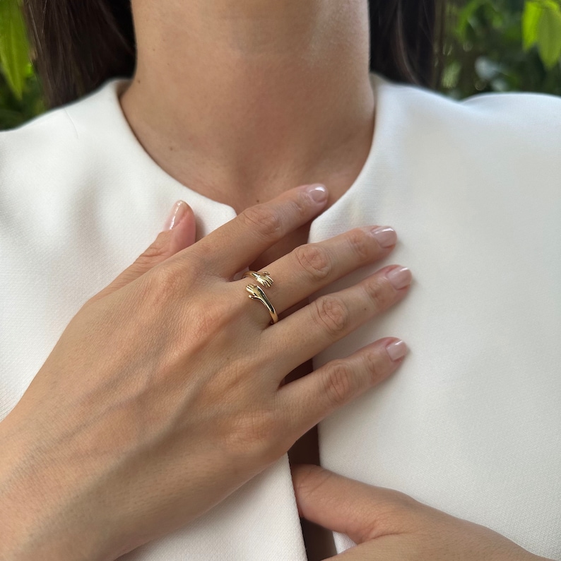 Hug Ring, 14K Gold Hug Ring, Love Ring, Stackable Rings, Solid Gold ...