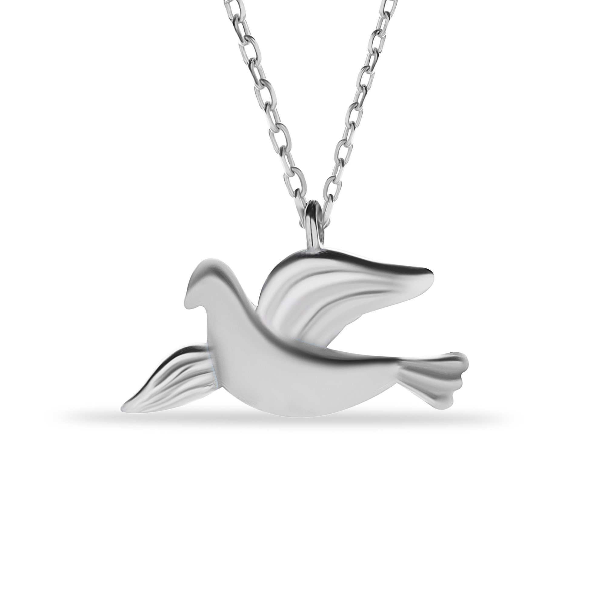 Gold Pigeon Necklace, 14K Gold Bird Necklace, Gold Dove Necklace ...