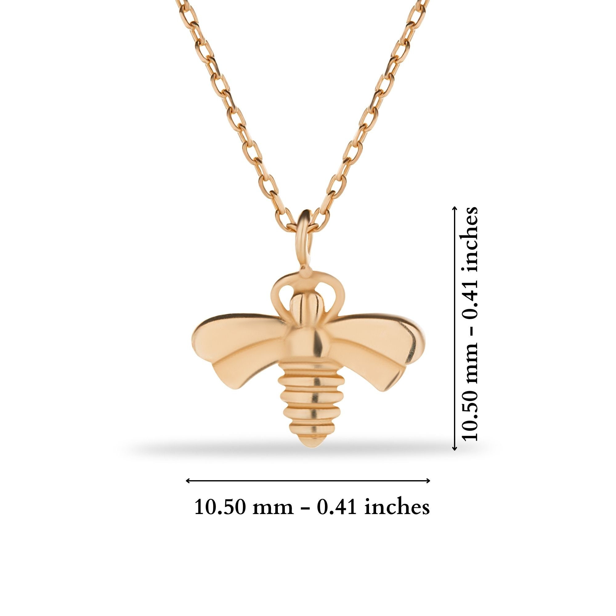 14K Gold Bee Necklace, Minimalist Jewelry, Gold Bee Pendant, Handmade ...