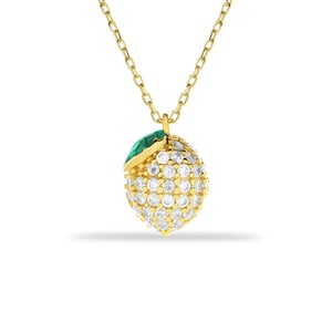 14K Gold Lemon Necklace, Lemon Pendant, Handmade Jewelry, Minimalist ...