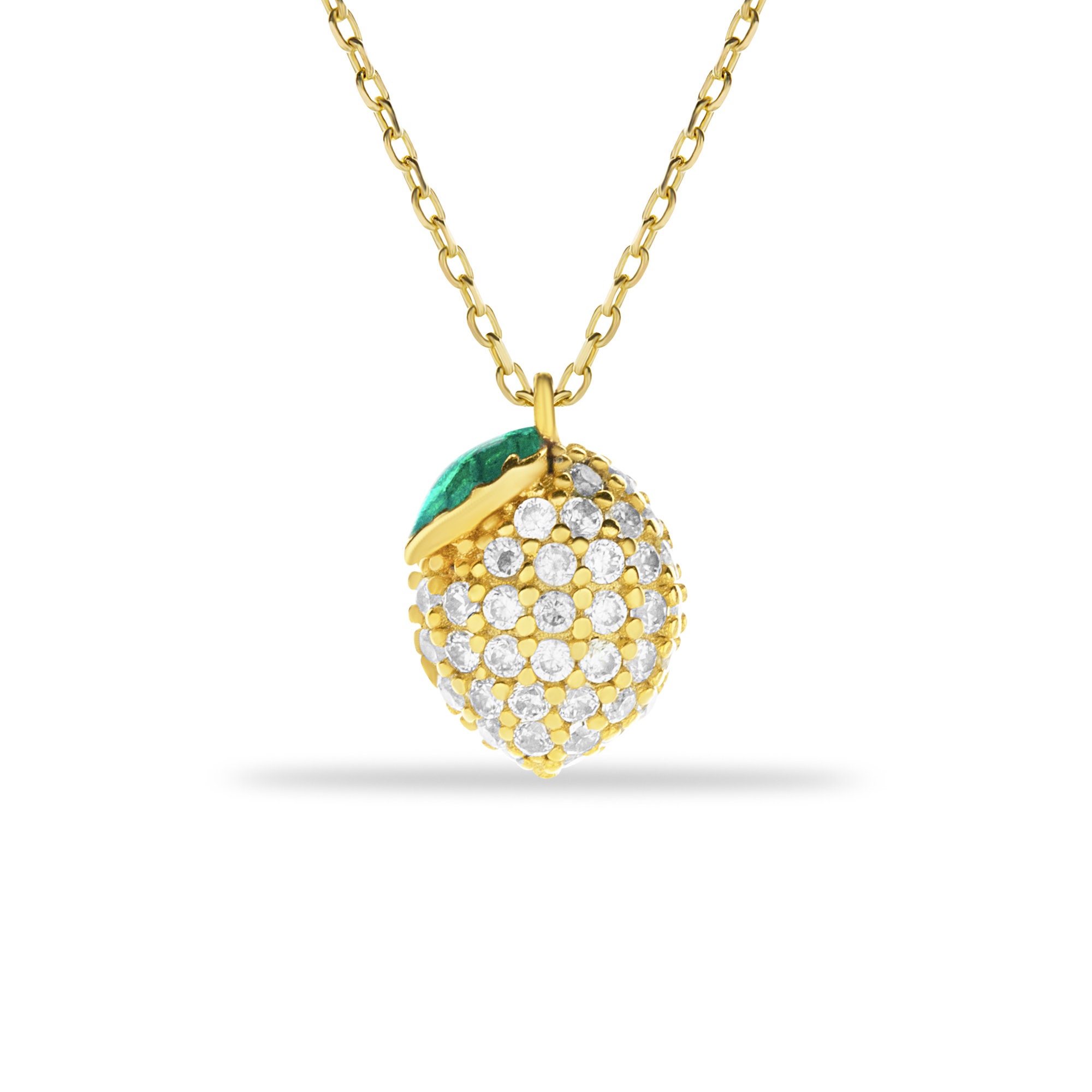 14K Gold Lemon Necklace, Lemon Pendant, Handmade Jewelry, Minimalist ...
