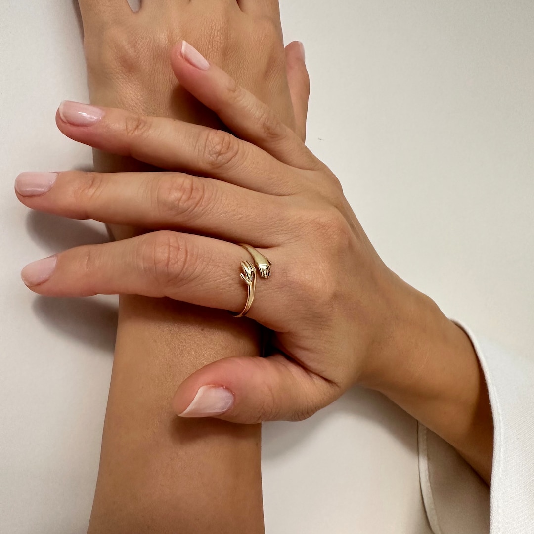 Hug Ring, 14K Gold Hug Ring, Love Ring, Stackable Rings, Solid Gold ...