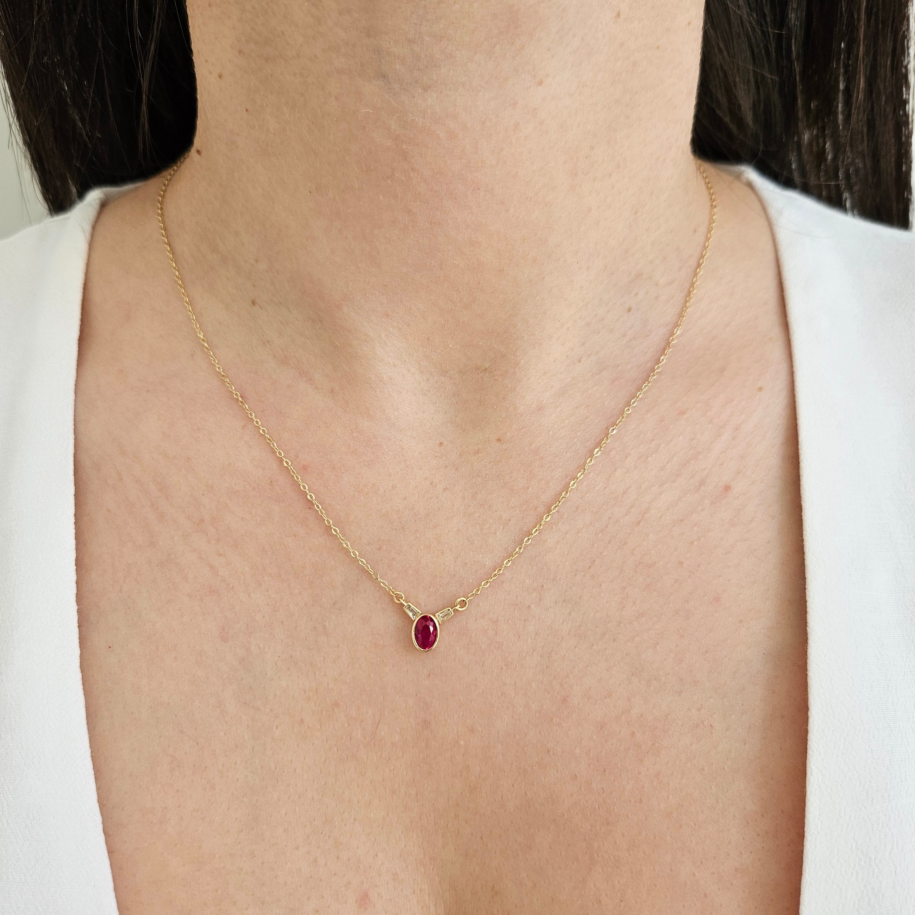 Ruby Necklace 14K Solid Gold Oval Cut Ruby Pendant Necklace - Etsy