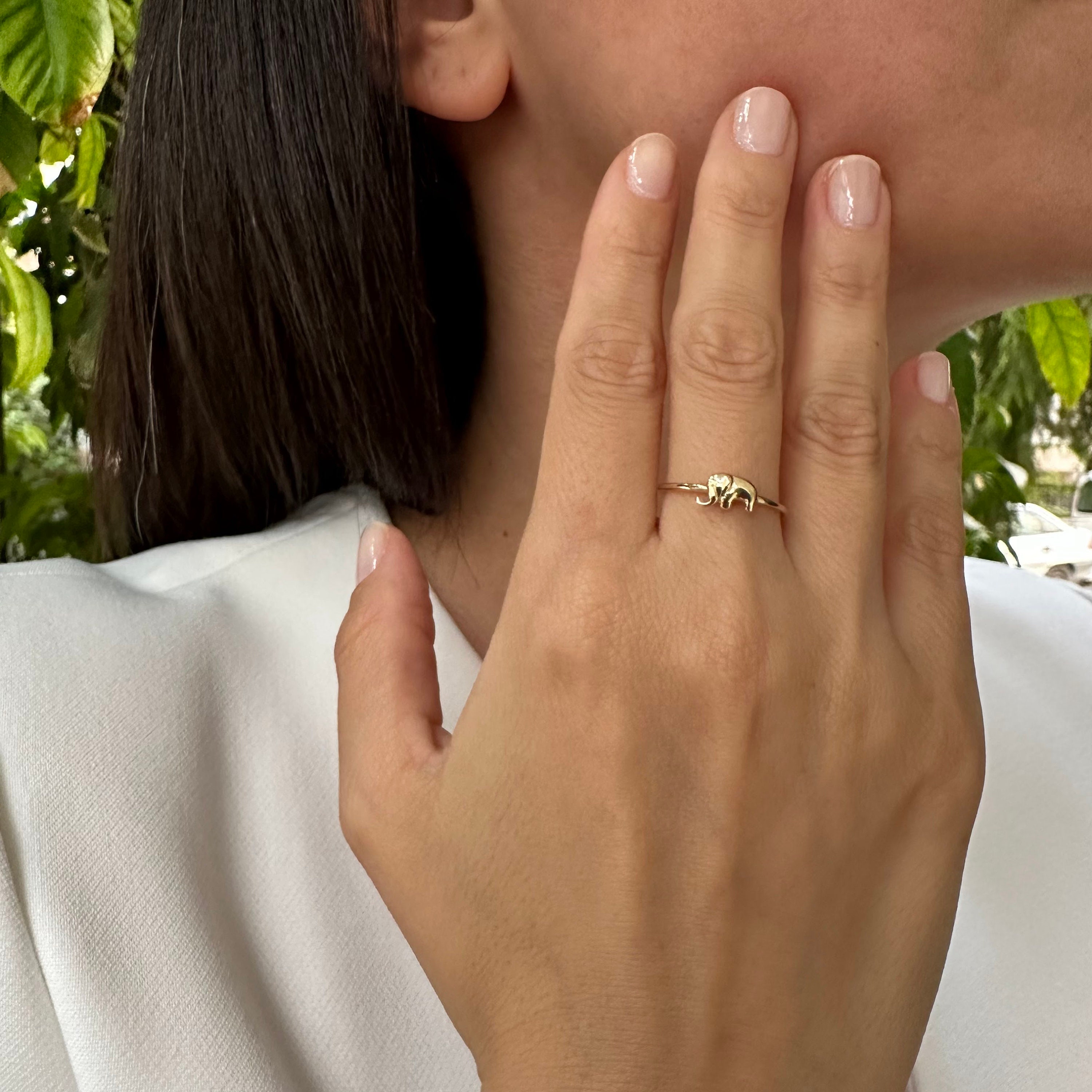 Elephant Ring, 14K Solid Gold Elephant Ring, Minimalist Elephant Stackable Ring, 14K Gold ...