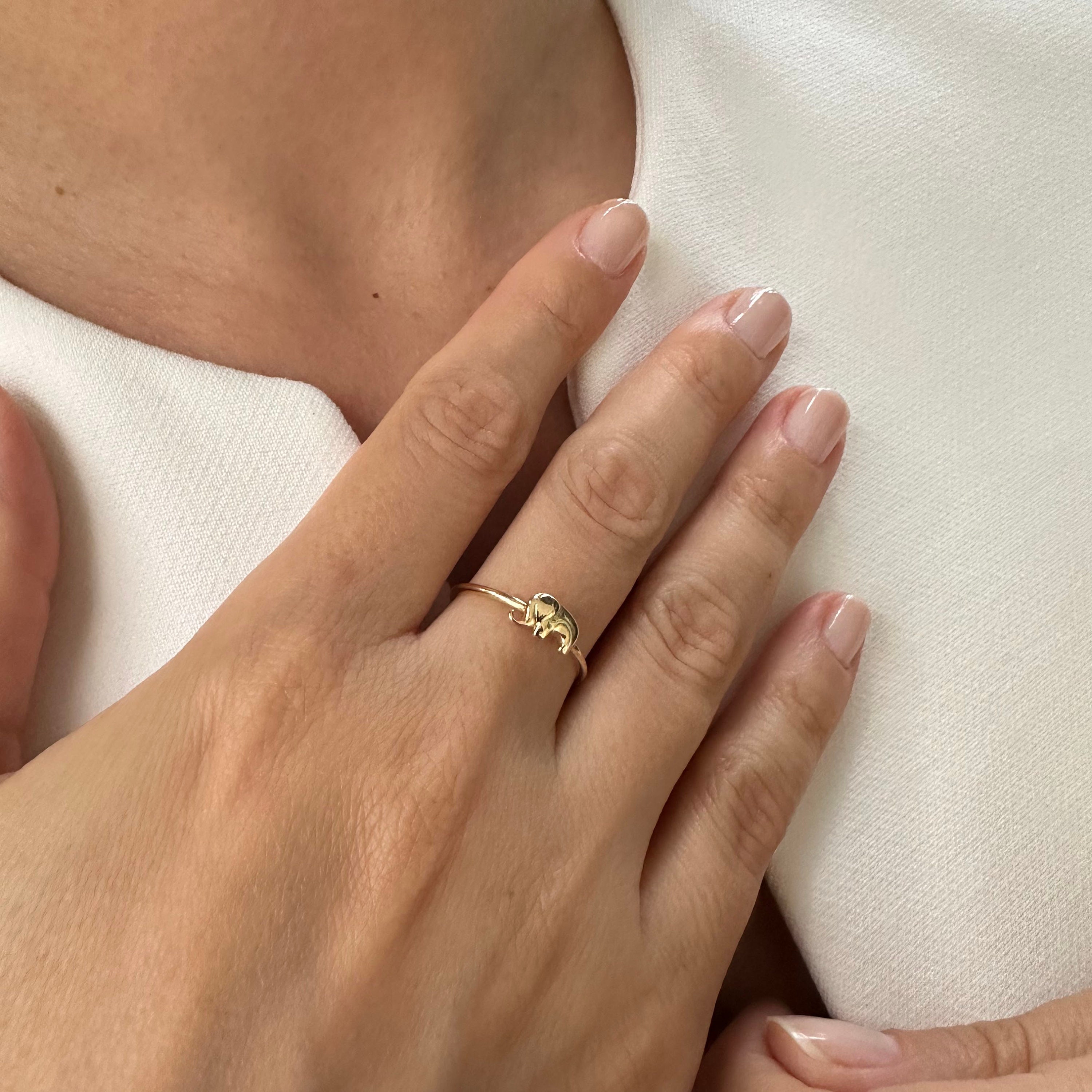 Elephant Ring, 14K Solid Gold Elephant Ring, Minimalist Elephant Stackable Ring, 14K Gold ...