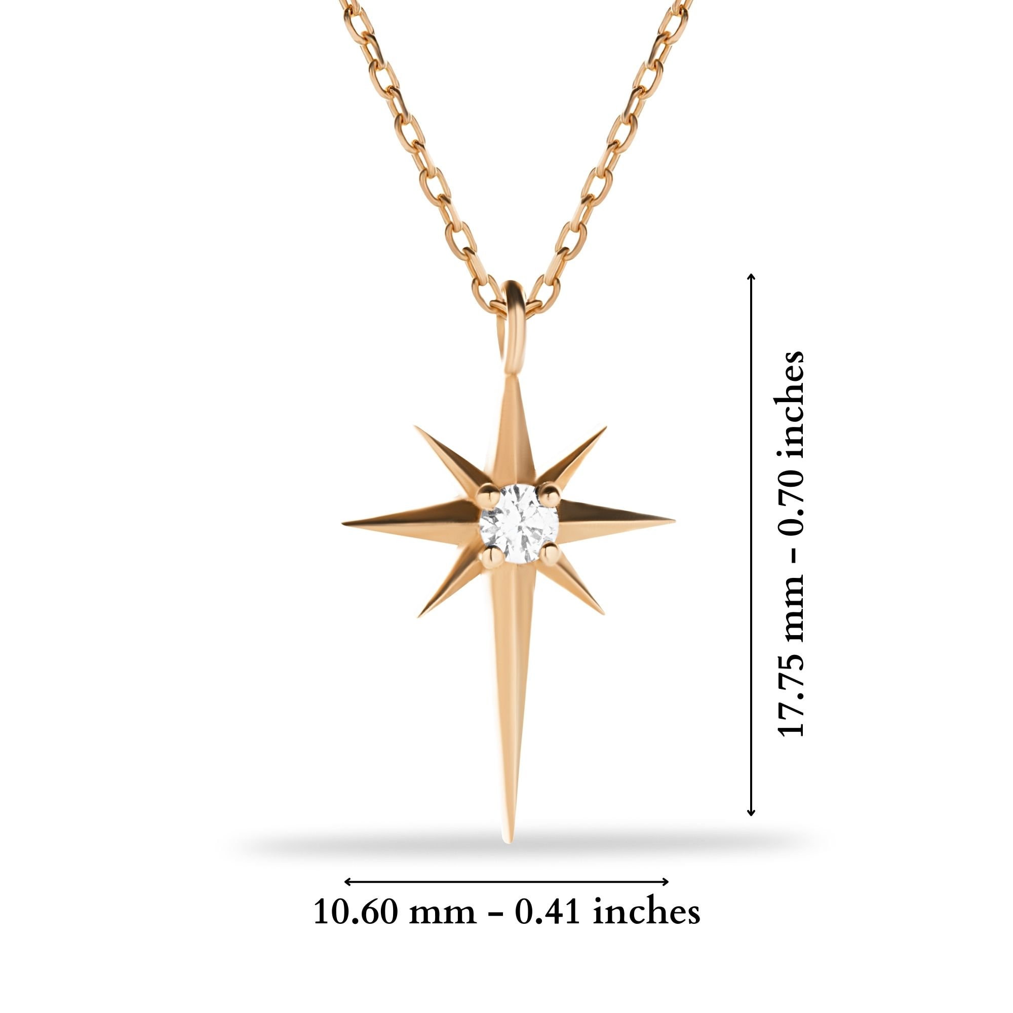 14K Gold North Star Necklace, Solid Gold Celestial Necklace, Astrology ...