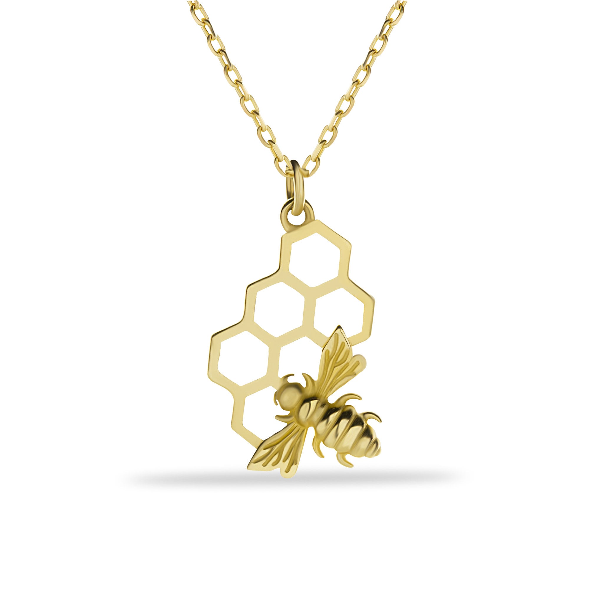 14K Gold Bee Necklace Minimalist Jewelry Gold Bee Pendant - Etsy