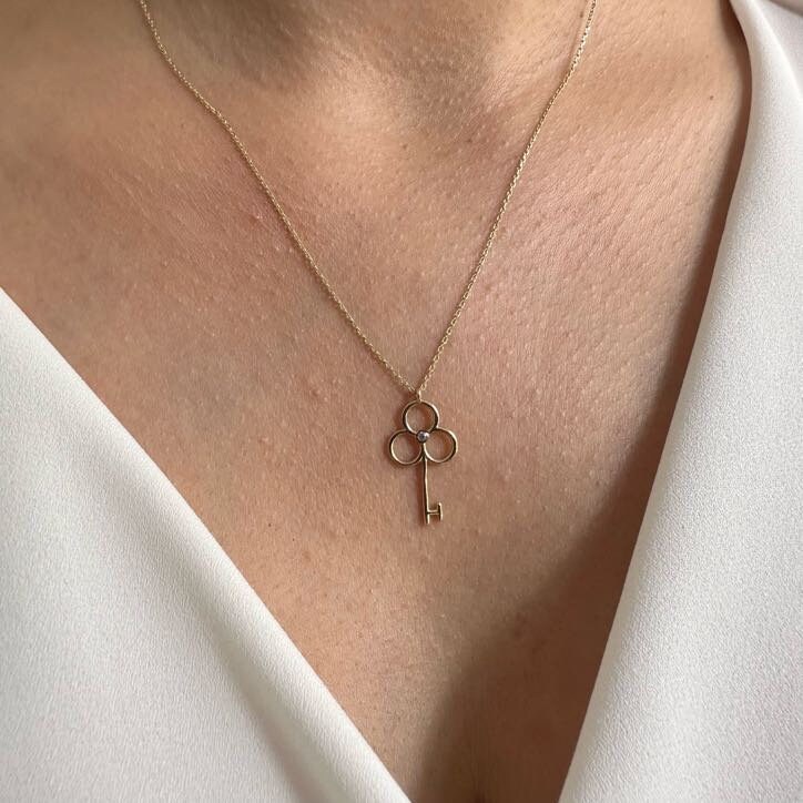 14K Gold Key Necklace Dainty Key Necklace Gift for Her Love - Etsy