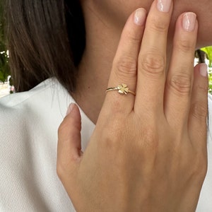 Clover Ring, 14K Solid Gold Four Leaf Clover Ring, Dainty Rings, Good ...