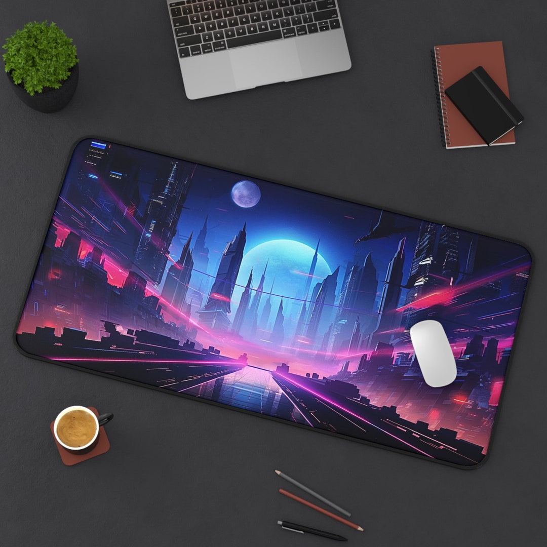 Desk Mat | Gamer | Neon | Futuristic | Digital | Vibrant | Retro ...
