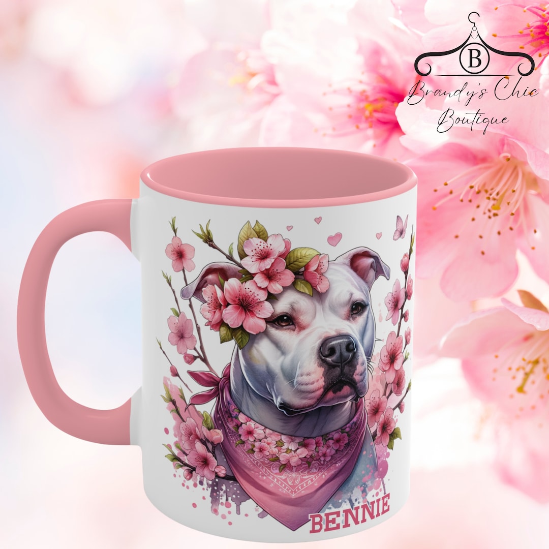 Personalized Pitbull Mug, Pitbull Spring Coffee Mug, Custom Pittie Gift ...